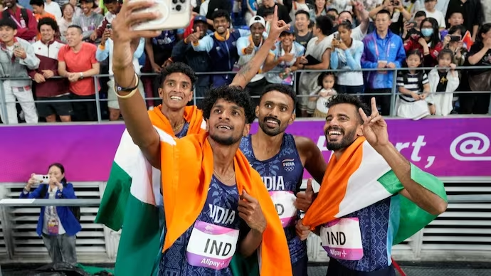 India won the historic gold medal in the men’s 4x400m relay race at the ...